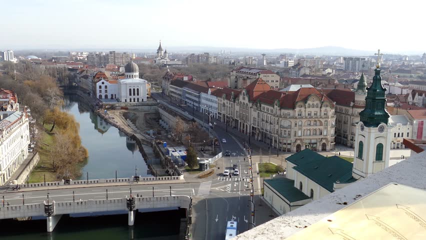 ORADEA, ROMANIA - JANUARY 27, 2018: Aerial View From The City Hall ...