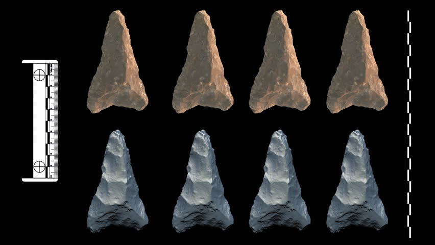 Spear Point Paleolithic Artifacts Animation Stock Footage Video ...