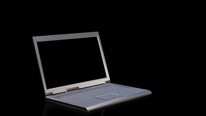 Laptop Animation. Spinning. Black Background. Aluminum Laptop Spinning ...