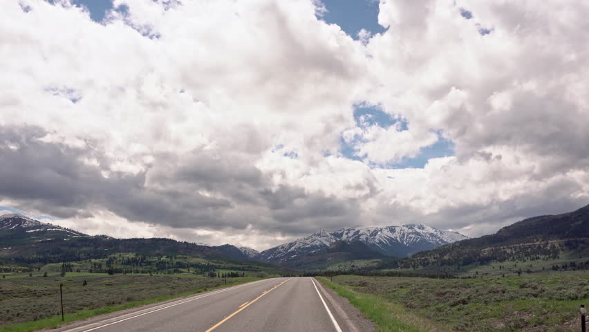 Clouds and sky over the scenic landscape at Yellowstone National Park ...