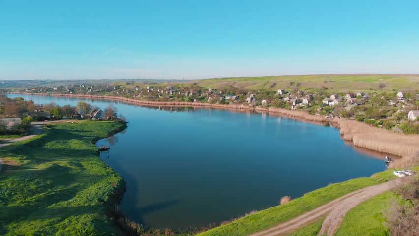 Pond and Houses landscape in Ukraine image - Free stock photo - Public ...