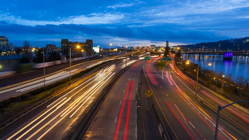 Night Cityscape with lights in Portland, Oregon image - Free stock ...