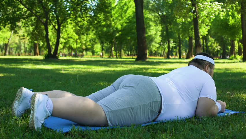 Obese Man Doing Plank in Stock Footage Video (100% Royalty-free ...