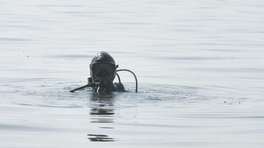 Diver Emerging from the Depths Stock Footage Video (100% Royalty-free ...