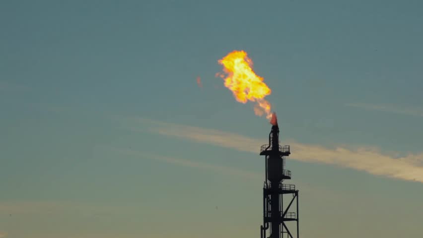 Fire On Flare Stack. Oil Stock Footage Video (100% Royalty-free ...