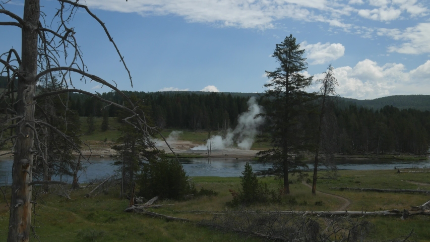 Beautiful river landscape with steam from the Geyser image - Free stock ...