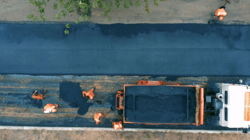 Aerial Top View of Roadworks Stock Footage Video (100% Royalty-free ...