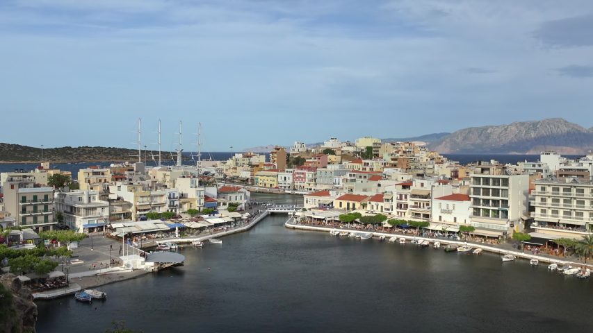 View of the port at Agios Nikolaos, Greece image - Free stock photo ...