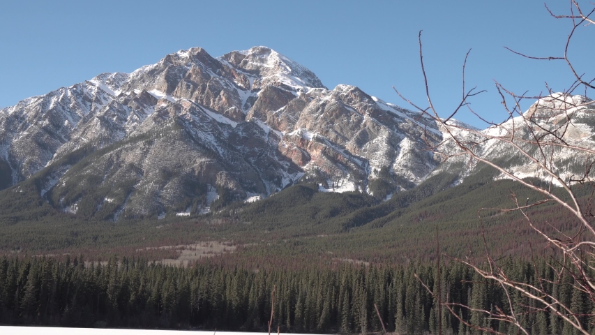 Jasper Mountain Peak with snow in Jasper National Park, Alberta, Canada ...
