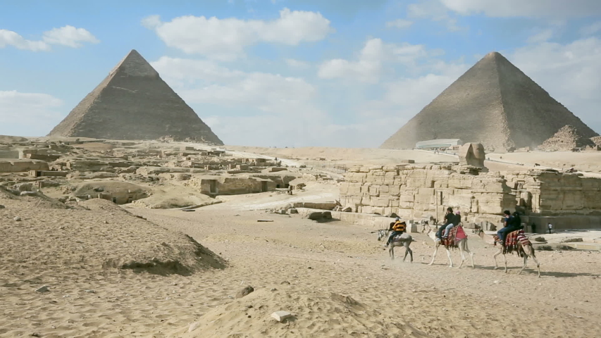Desert landscape and Pyramids at Giza, Egypt image - Free stock photo ...