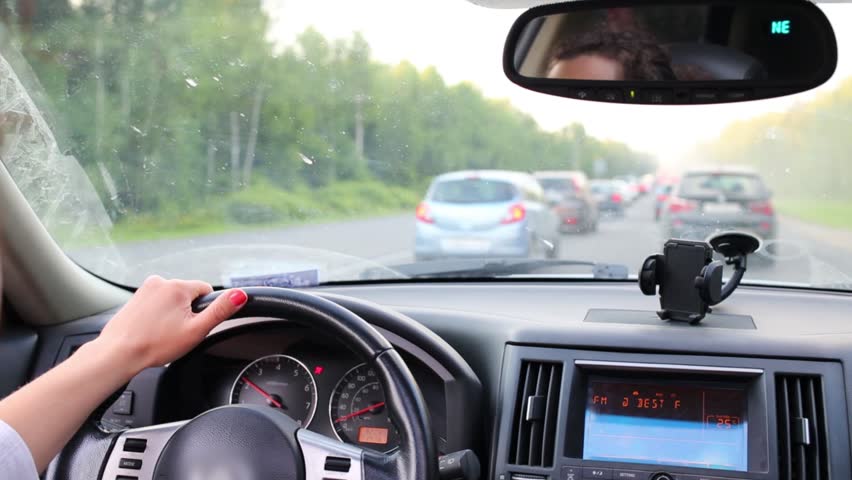 Hand of Woman Slowly Driving Stock Footage Video (100% Royalty-free ...