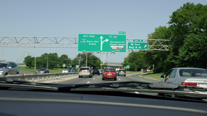 NEW YORK - JULY 3, 2015: Signs For The BQE, Belt Parkway, And Hamilton ...