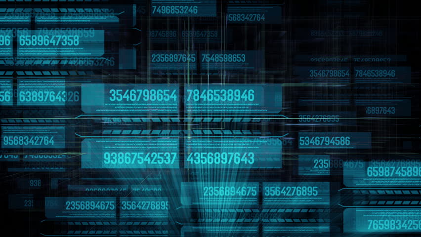 Computer Code Running In A Virtual Space. Loopable. Dark Blue. Dolly In ...