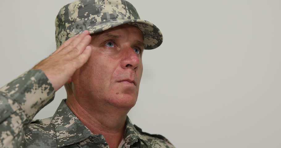 Stock video of patriotic fighter expression salute honor position ...