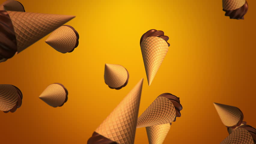 Stock Video Clip of Animation falling of chocolate ice creams with ...