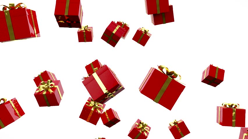 Animation Of Falling Red Gift Boxes On White Background. HQ Seamless ...
