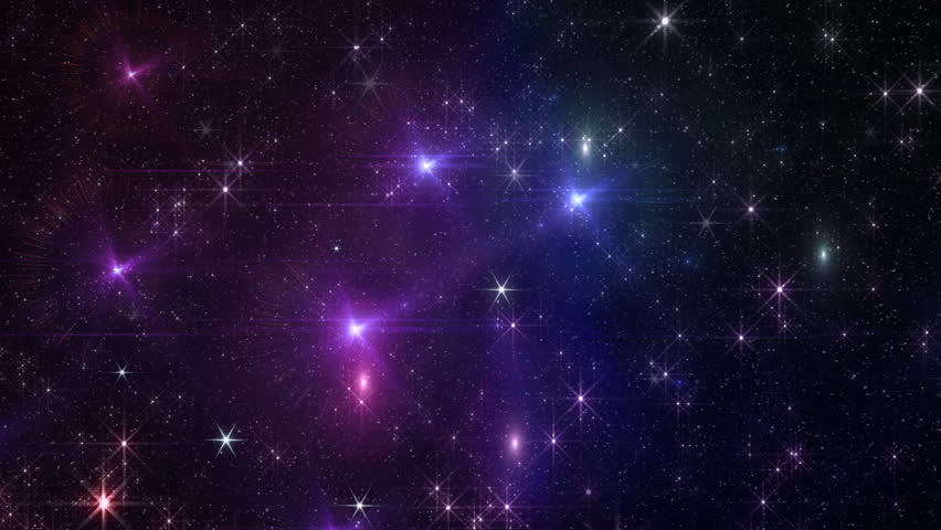 Stars Sky Turning Space Looped Animation. Beautiful Night With ...