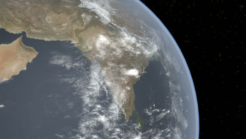 Zoom Out Of India Through Clouds To See The Earth From Space. Stock ...