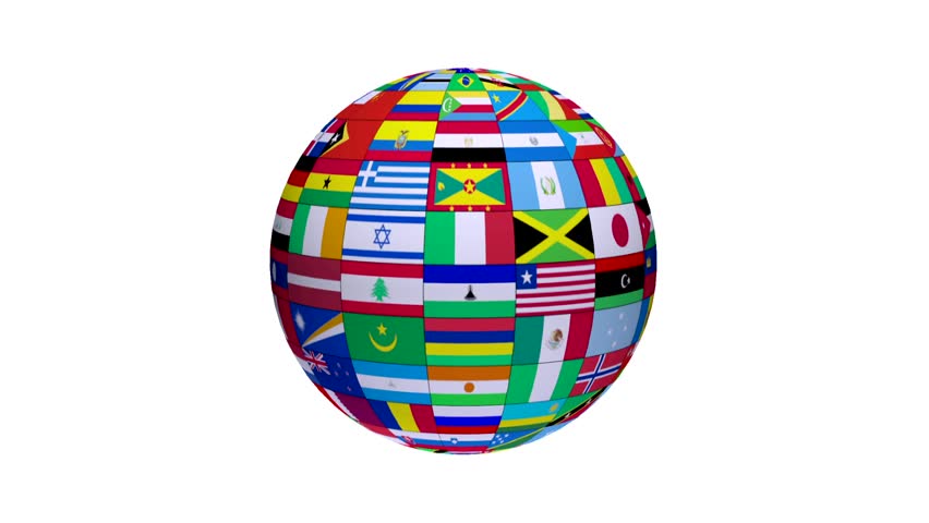Rotating Sphere With World Flags Isolated On White Background Stock ...