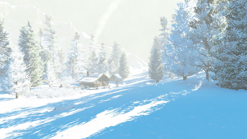 Winter Snow Landscape. High Quality Full CG Animation Showing Hills ...