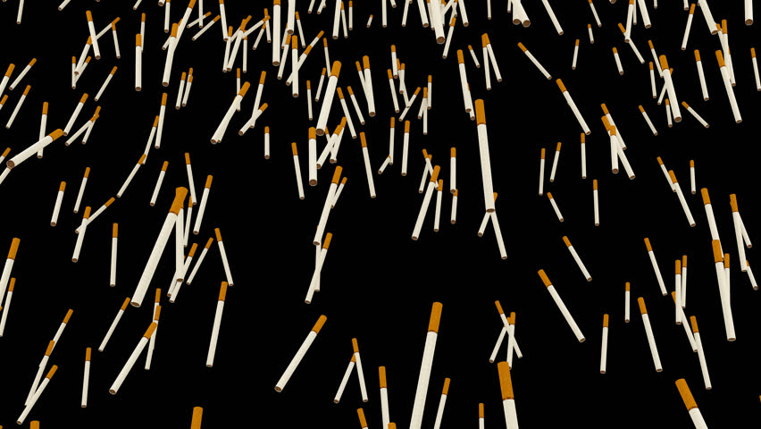 Animated Rain Of Cigarettes Against Transparent Background In Slow ...