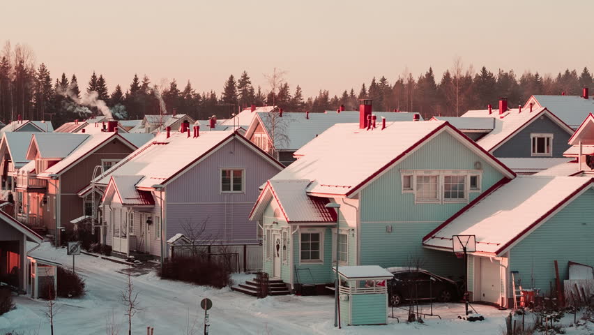 Stock video of beautiful cozy color houses in finland. | 13810550 ...