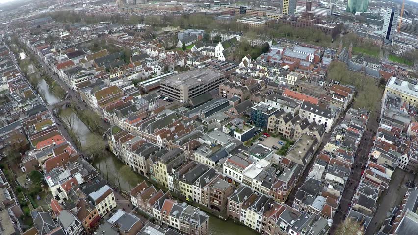 Stock video of aerial bird-eye view of utrecht canal | 13819610 ...