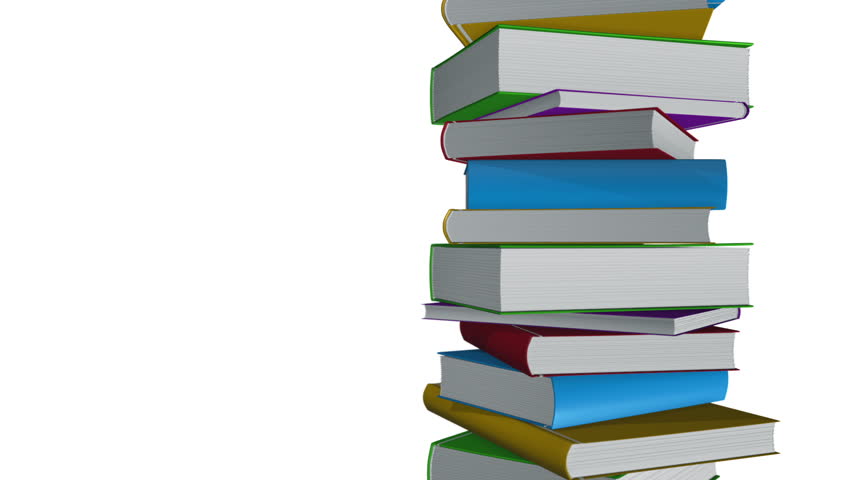 Colorful Books Stack On White (Loop). Colorful Books Piled. Seamless ...