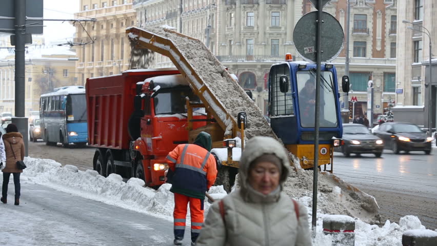 MOSCOW, RUSSIA - JANUARY 17, 2016: Snow Removal In The City After A ...