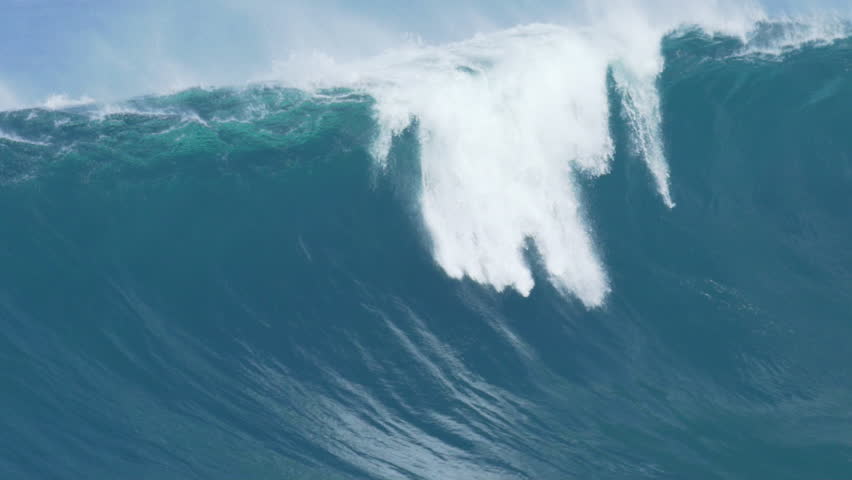 MAUI, HAWAII. January, 15 2016: Surfers Ride Giant Ocean Waves Breaking ...