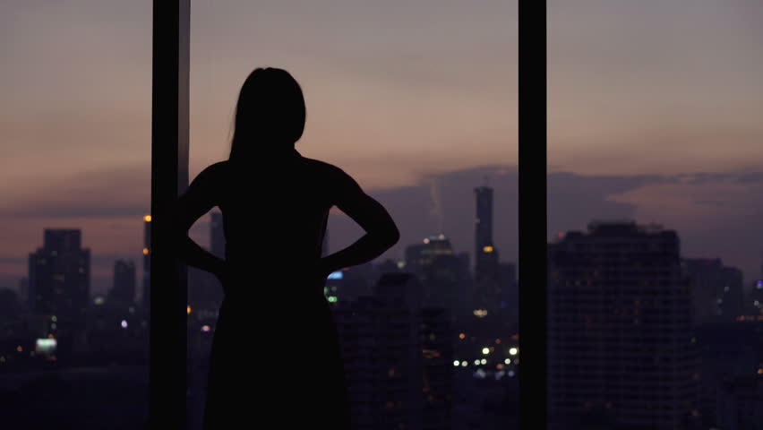 Woman Window Night City