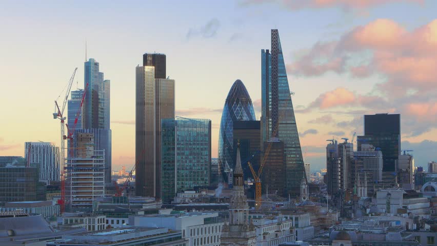 The Skyscrapers Of London's Financial District Stock Footage Video ...