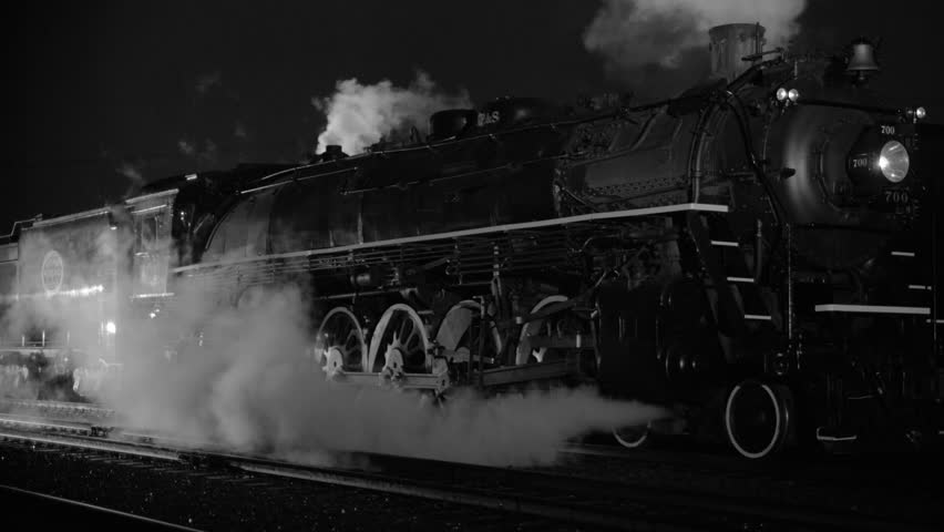 Stock video of steam locomotive at night in black | 14488000 | Shutterstock