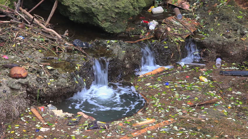 Water Rubbish Pollution With Plastic And Other Floating Garbage In The ...