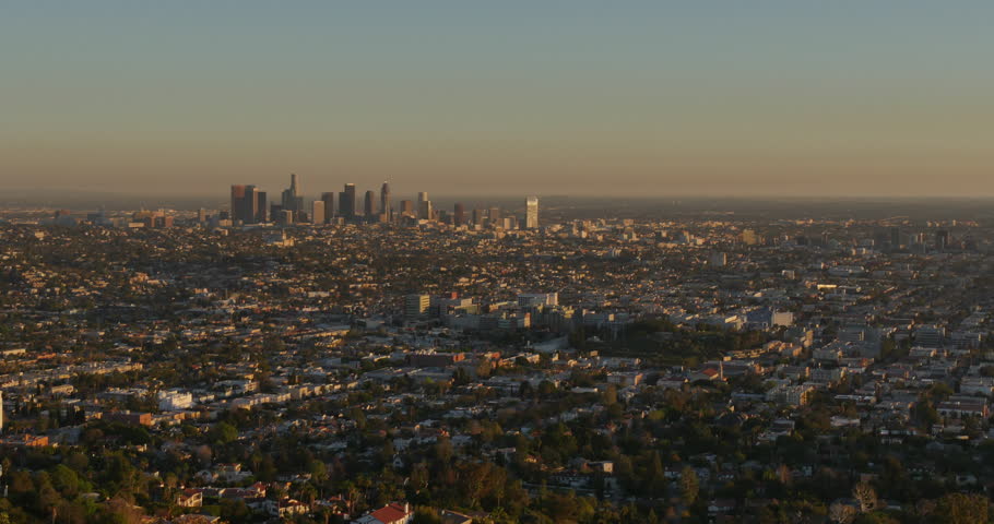 Skyline Aerial View Downtown Los Angeles Modern Landmark Buildings ...