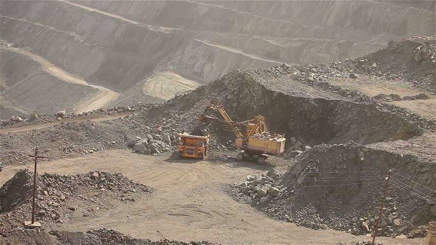 Excavator Loads Waste Rock and Stock Footage Video (100% Royalty-free ...