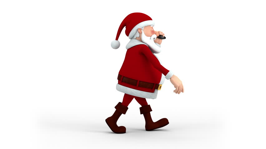 Cartoon Santa Claus Walking On The Spot - Side View- High Quality 3d ...