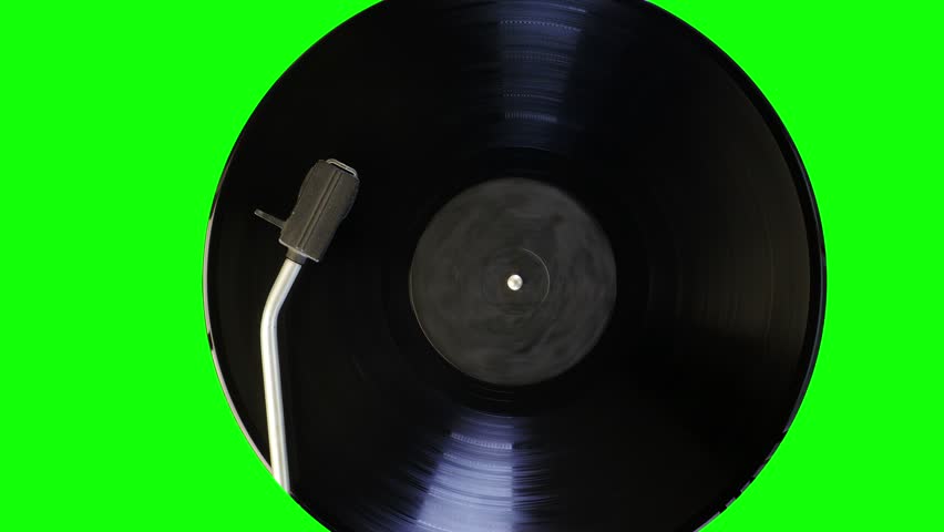 Turntable Spinning Vinyl Records On Green Chroma Key Background Stock ...