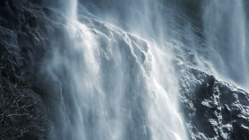 Waterfall Slowmotion. Water Splashing Sprinkling. Source Water. Clean ...
