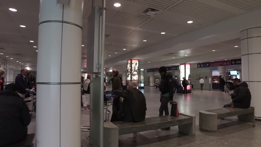 MONTREAL, CANADA - MARCH 2016: Airport Pierre-Elliott Trudeau - Arrivals Area Stock Footage ...