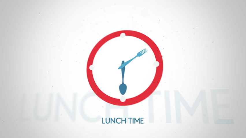 Lunch Time Clock Symbol Flat Animation On Light Background Stockvideos ...