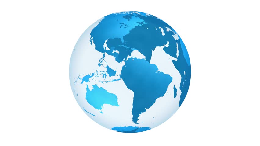Blue Planet Earth Spinning Isolated On White Background. Stock Footage ...