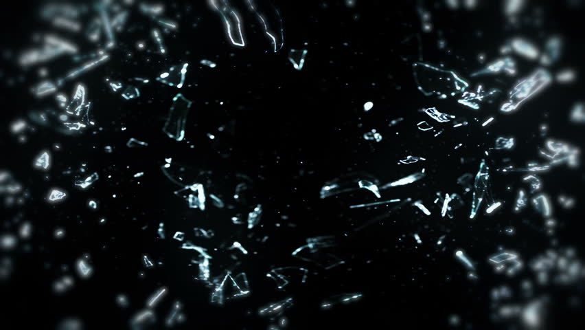 High Speed Camera Shot Of Shattering Glass, Isolated On A Black ...