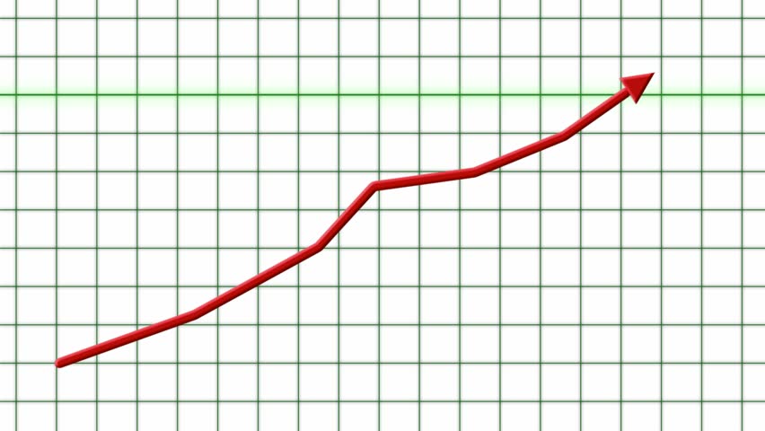 Growing Red Business Money Chart Graph And Arrow. Animated Chart For ...