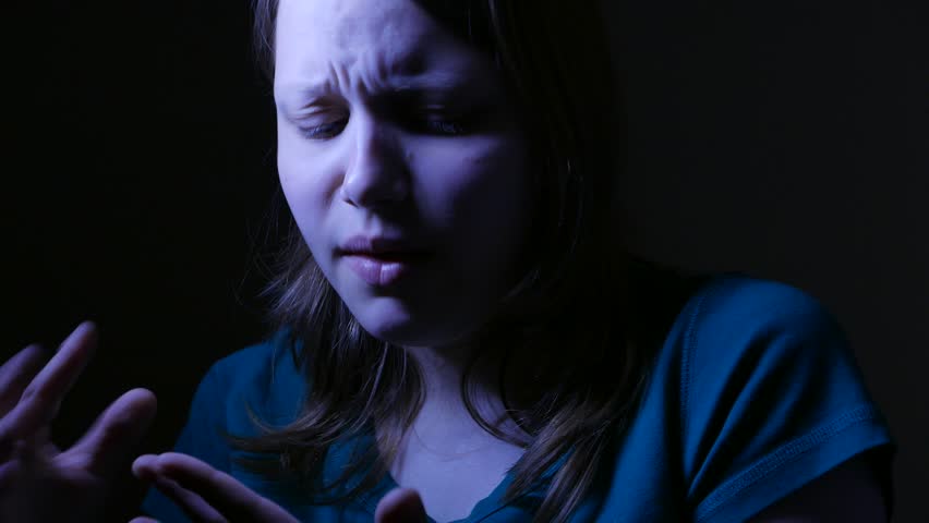 Young Woman Turns Towards The Camera, Then Gapes And Gasps In Disgust ...