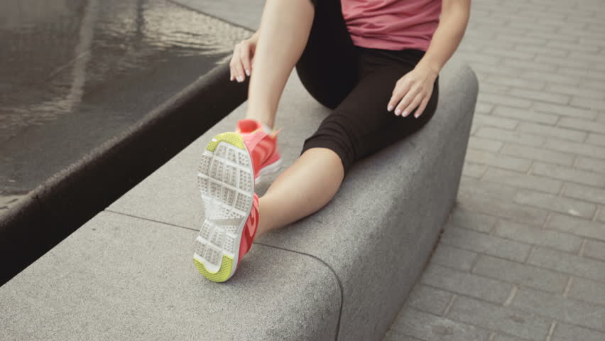 Caucasian Human Feet Standing On Scales And Wiggling Her Toes, Close-up ...