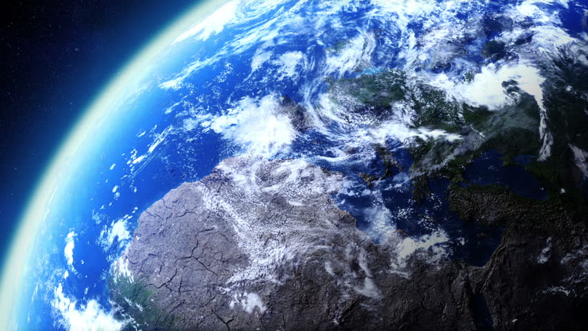 A Slowly-rotating, High-resolution Earth In Space. Right-justified ...