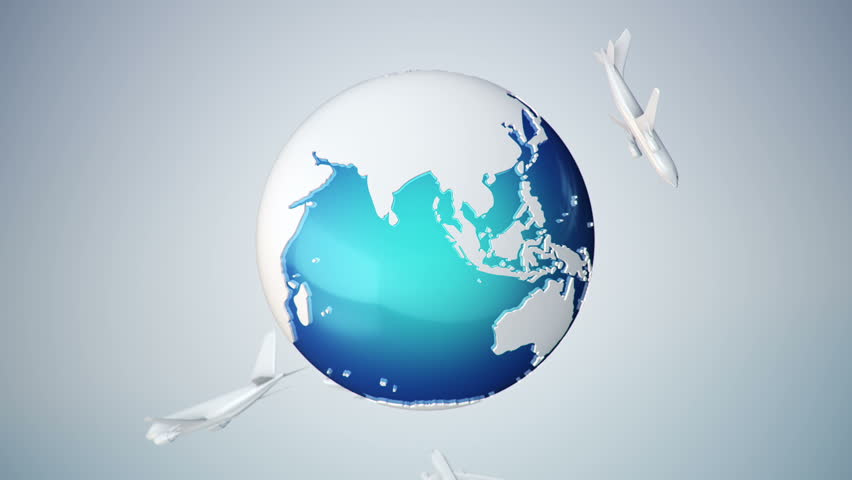 Animation Of Travel Around The World In A Plane. Routes Of Flying ...