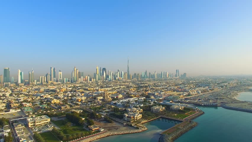 Aerial View Dubai Downtown Horizon Stock Footage Video (100% Royalty ...
