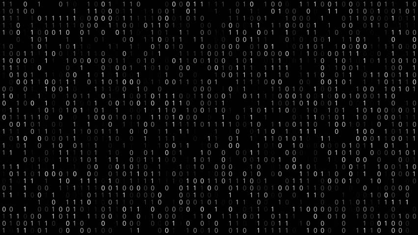 Runned Blinked Binary Code Black Screen With Gray White Cypher Videos ...